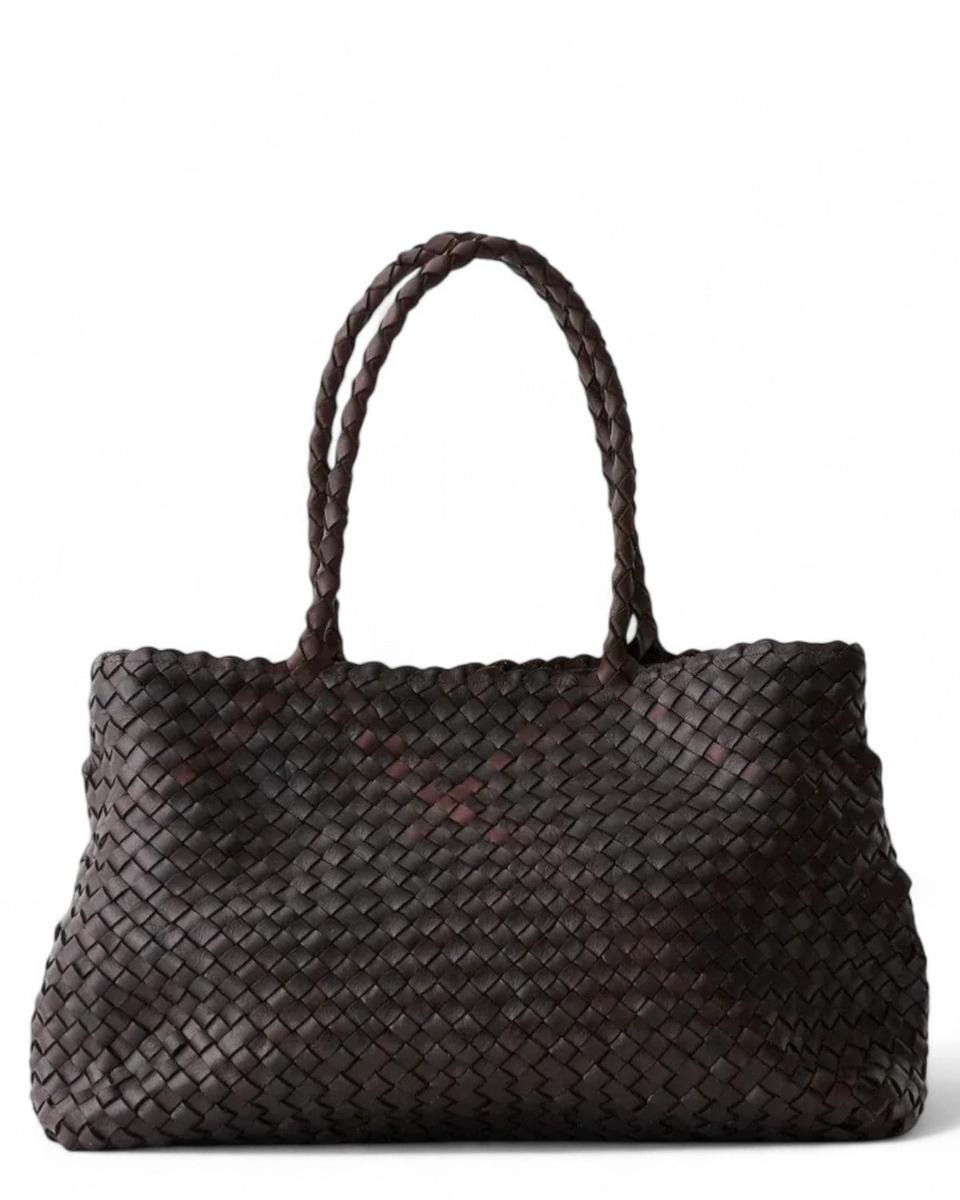 Vintage Mesh Tote Dark Brown | Woven Leather Bag – Vittorio Citro